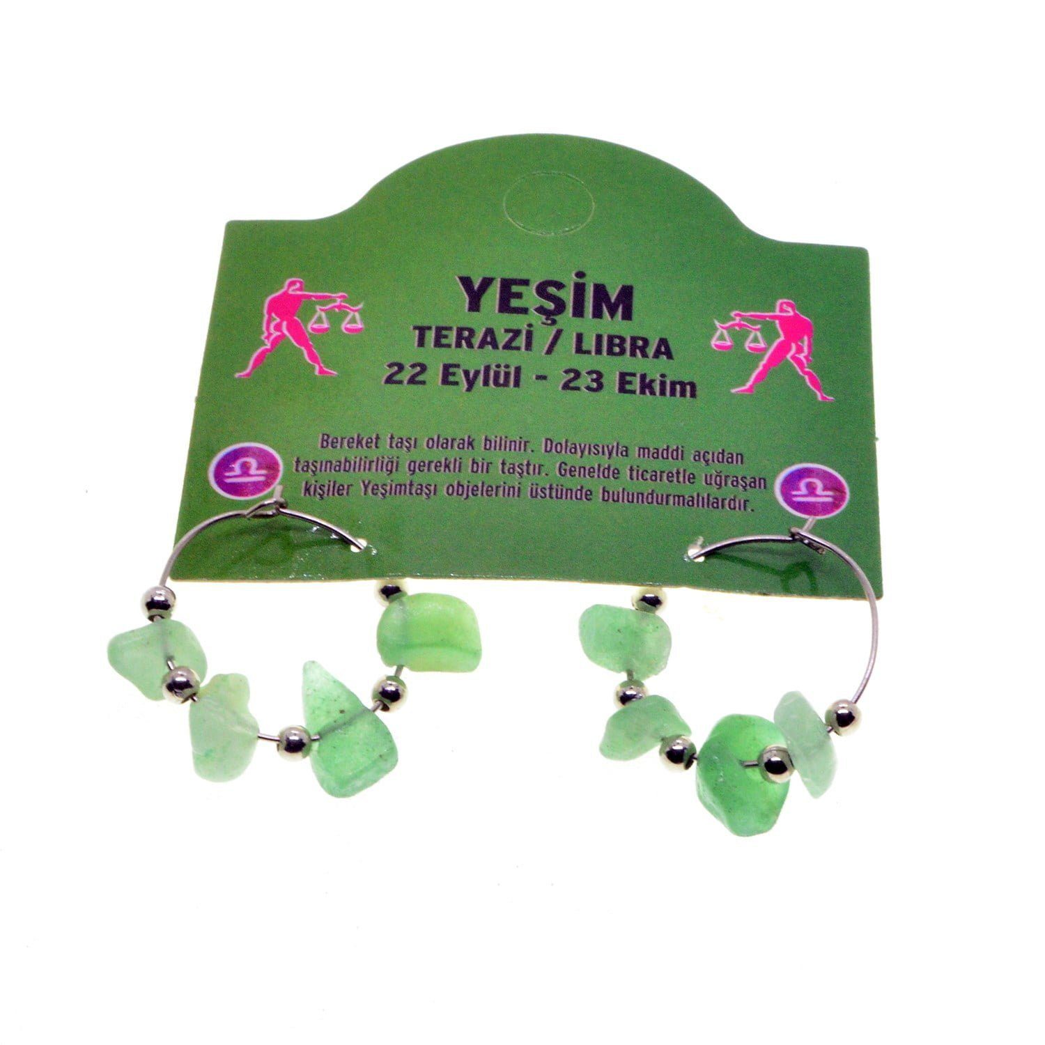 Doğaltaş Terazi Burçu Yeşim Taşı Burç Küpe - 2339 - Kozenbijoux.com